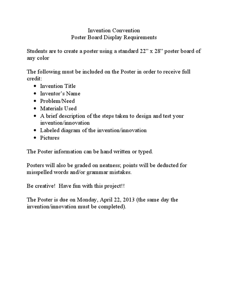 Invention Convention Poster Guidelines | PDF