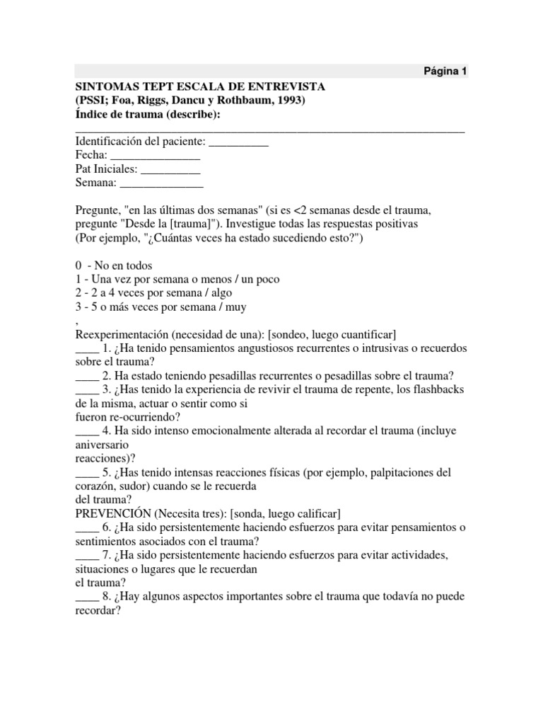 Escala de TEPT y Reexperimentación Trauma | PDF