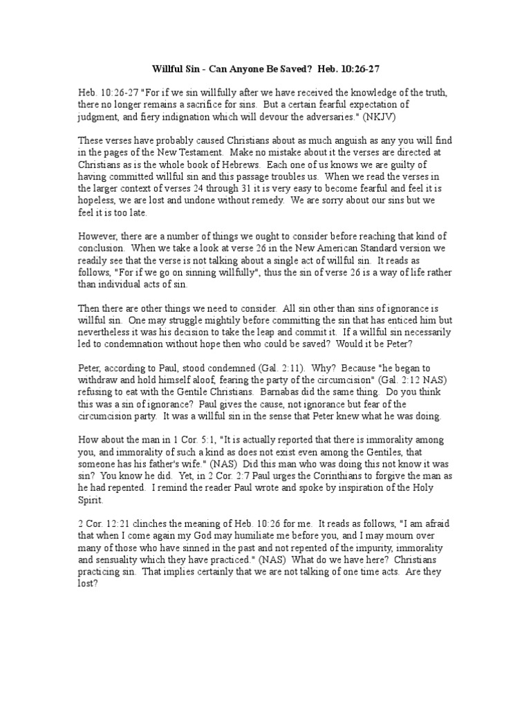 Willful Sin Can Anyone Be Saved | PDF | Repentance | Sin