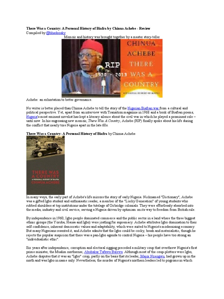 There Was A Country A Personal History of Biafra by Chinua Achebe Review | PDF | Biafra | Nigeria