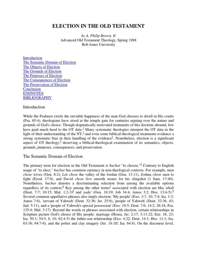 Election in Old Testament Theology | PDF | Book Of Genesis | Covenant ...