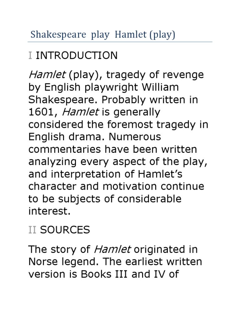 Hamlet: Shakespeare's Tragic Revenge | PDF | Hamlet | Plays Based On ...