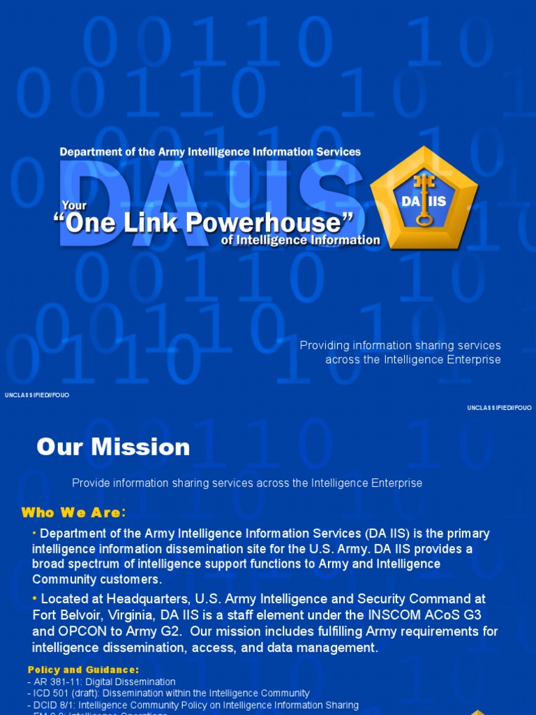 Department of the Army Intelligence Information Services | Classified ...