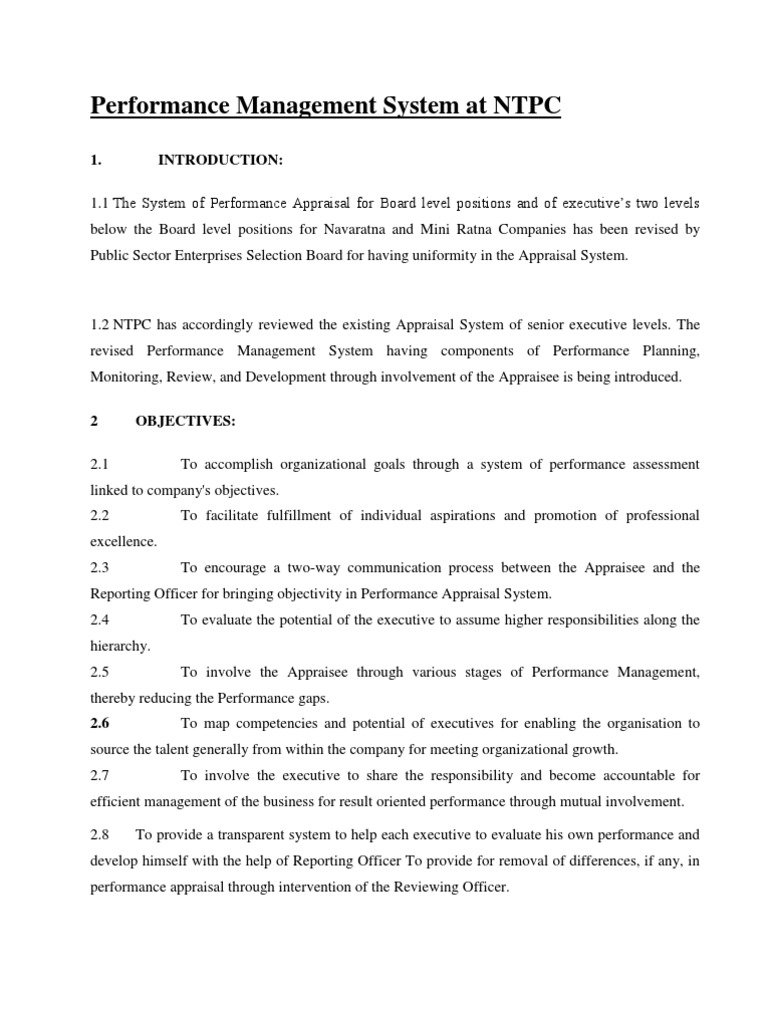 NTPC Performance Management System Guide | PDF | Competence (Human ...