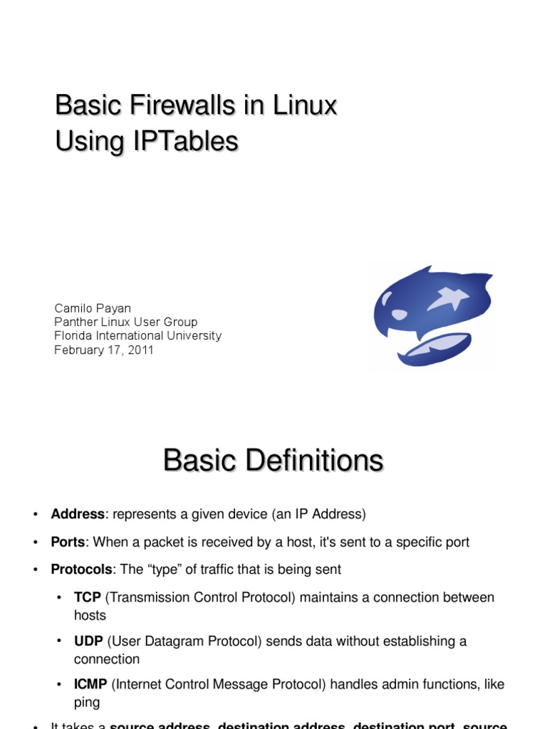 Basic Firewalls in Linux Using Iptables | PDF | Port (Computer Networking) | Firewall (Computing)
