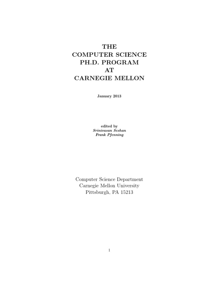 THE Computer Science Ph.D. Program AT Carnegie Mellon | PDF | Thesis ...