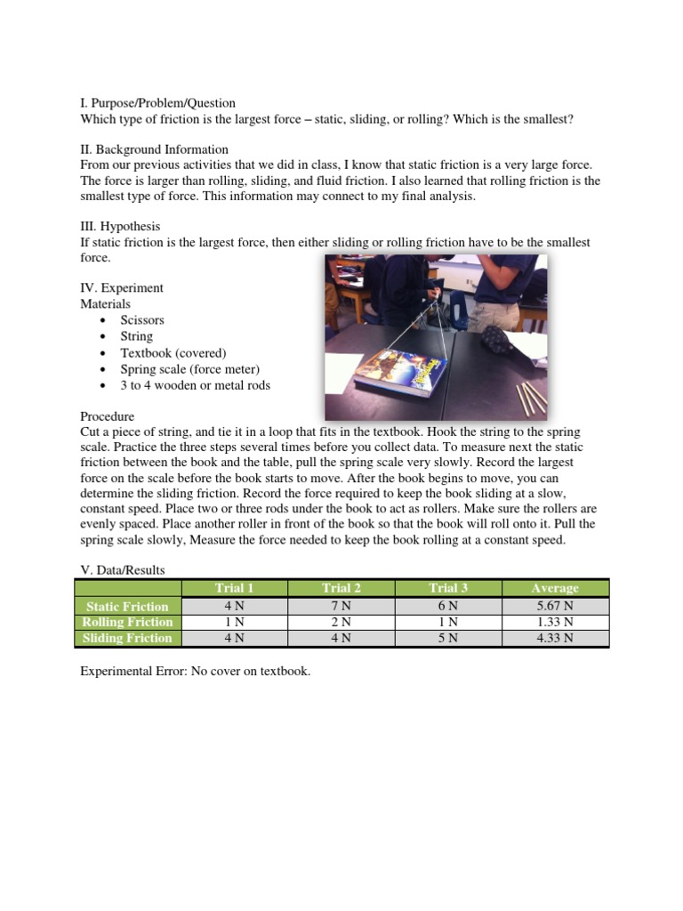 Sliding Friction Experiment