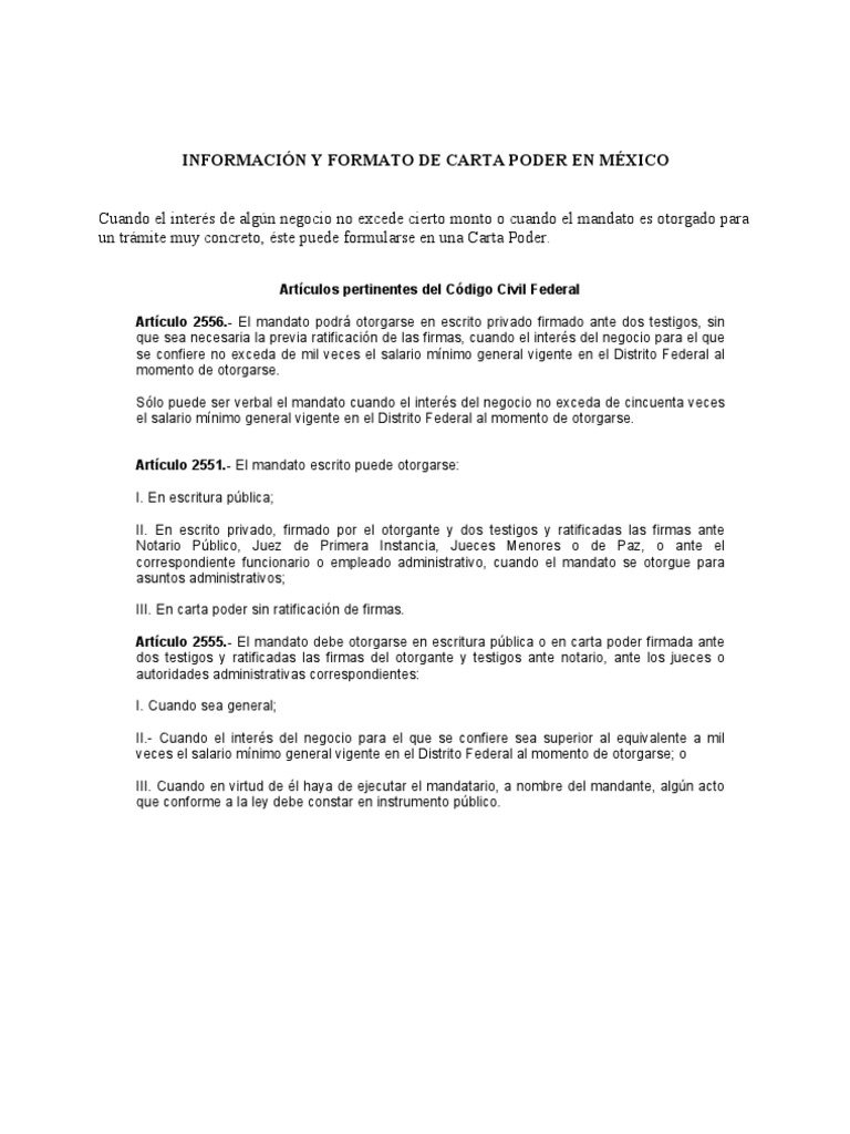 Formato de Carta Poder en México | PDF | Virtud | Información del gobierno