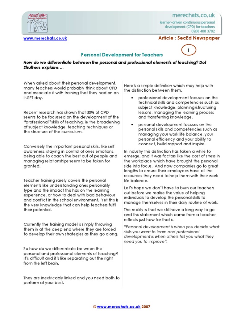 1 - Personal Development For Teachers PDF | Download Free PDF ...