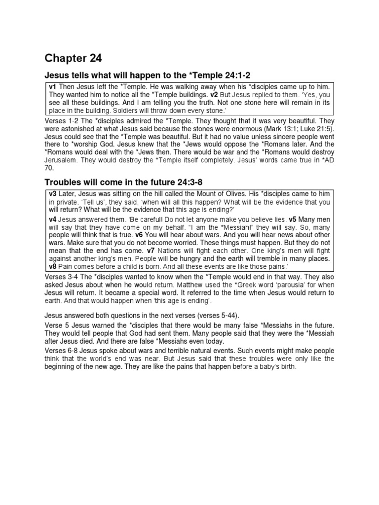 Matthew Chapter 24 Vrs 1 - 28 | PDF | Epistle To The Romans | Gospel Of ...