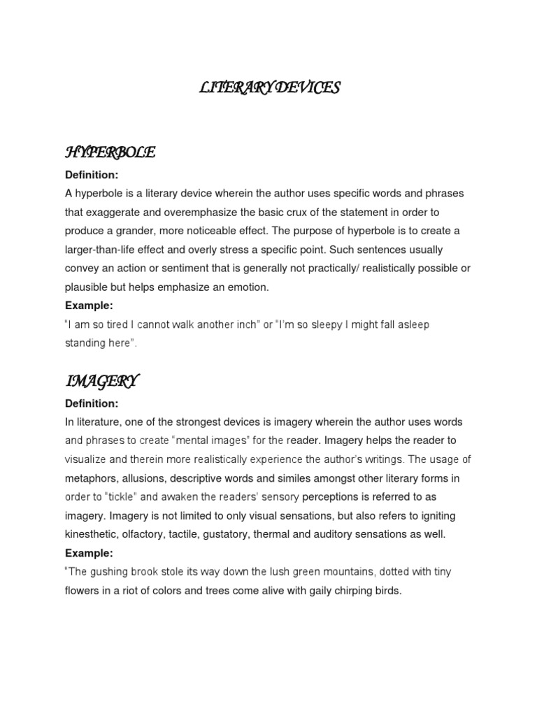 Literary Devices - Notes | PDF | Poetry | Anthropomorphism