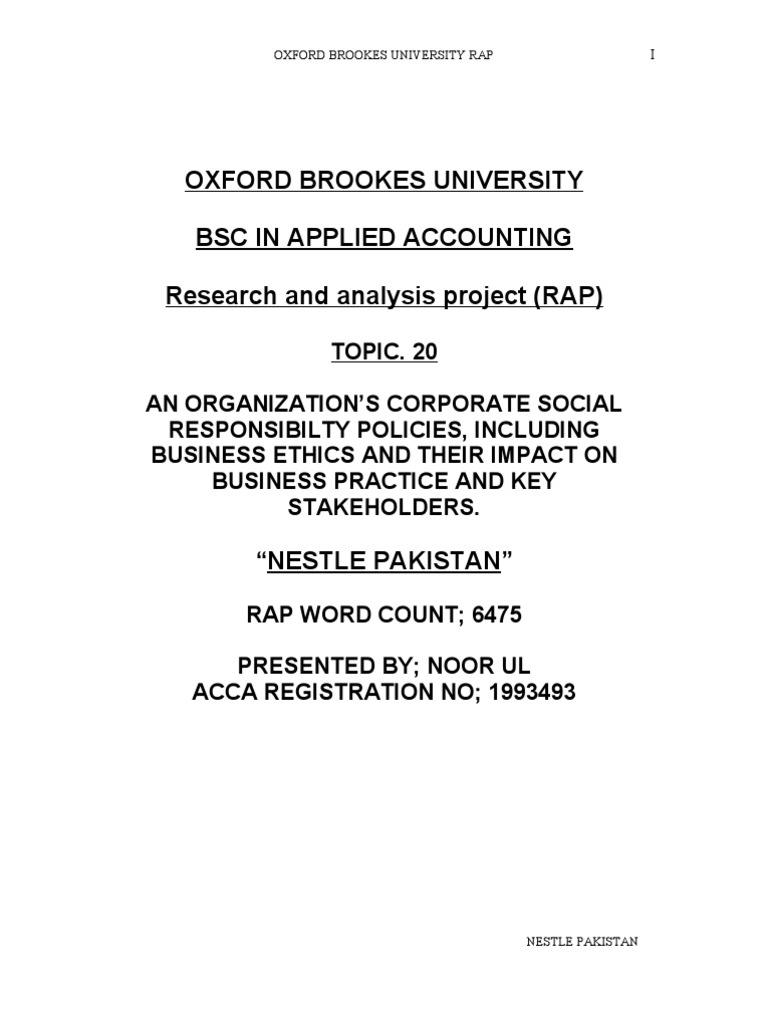 Nestle CSR | PDF | Corporate Social Responsibility | Competition