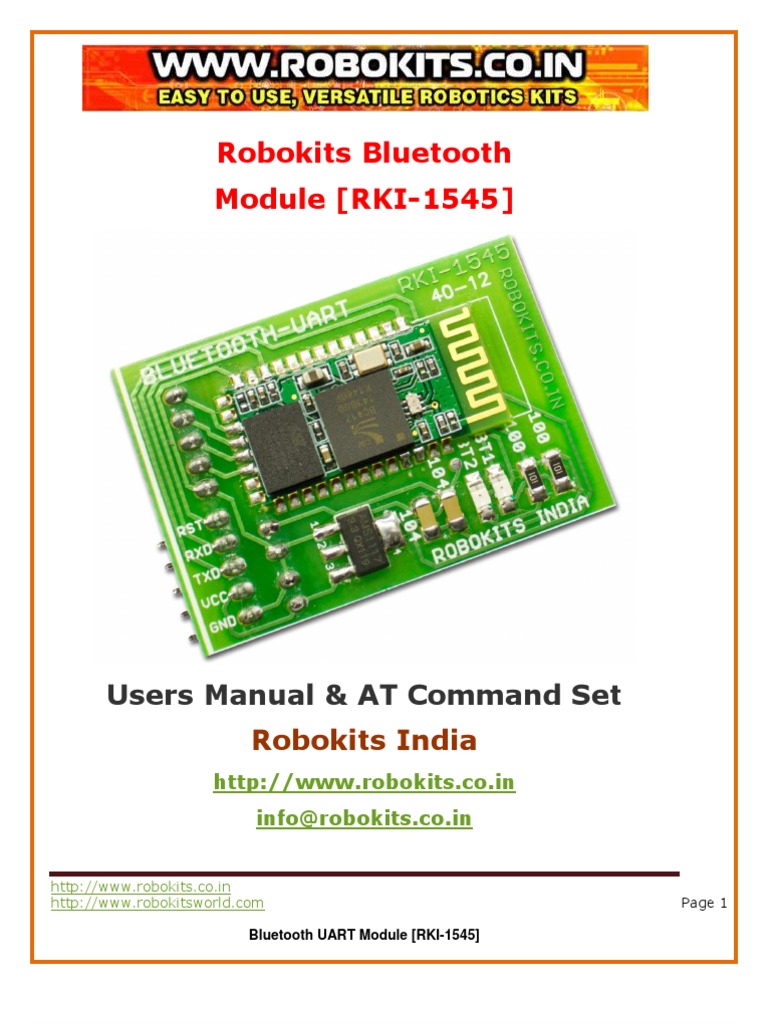 Bluetooth UART Module 1545 Robokits | PDF | Bluetooth | Parameter (Computer Programming)