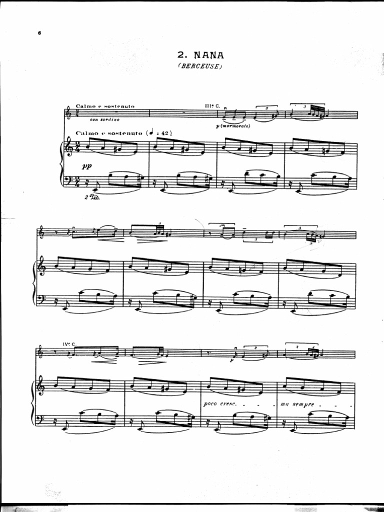 Falla, Manuel de - Siete Canciones Populares Españolas - 05 Nana (Violín Y Piano) | PDF