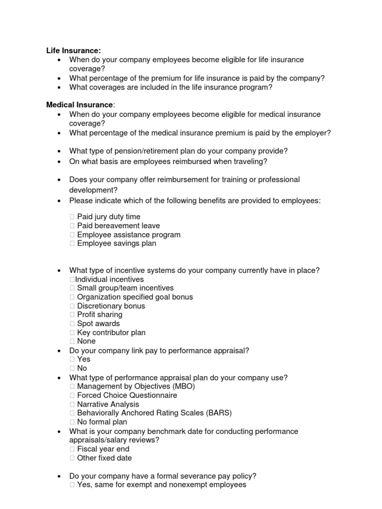 Comp&Ben Ques | PDF | Employee Benefits | Employment