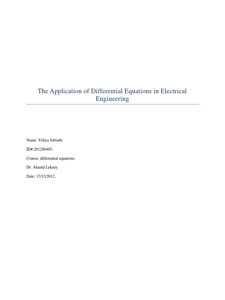 The Application of Differential Equations in Electrical | PDF ...