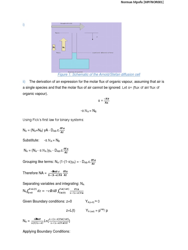 Stefan/Arnold Diffusion Experiment | PDF | Diffusion | Flux