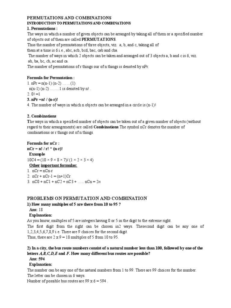 Permutations and Combinations | PDF | Consonant | Vowel