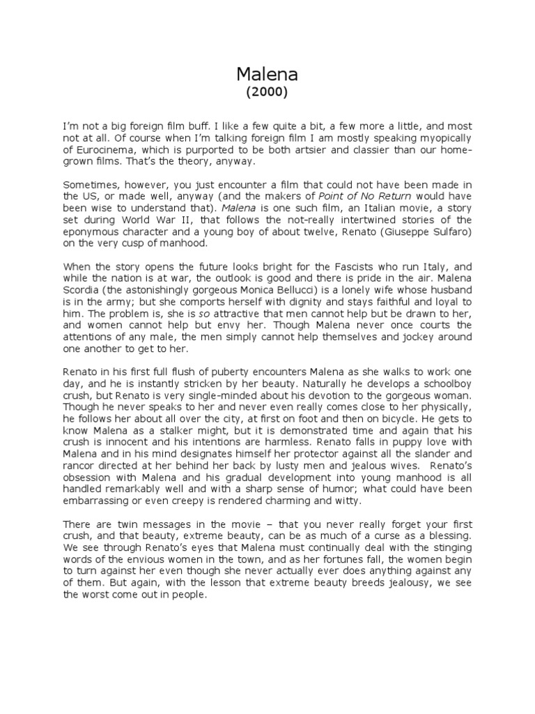 Malena Movie Review | PDF