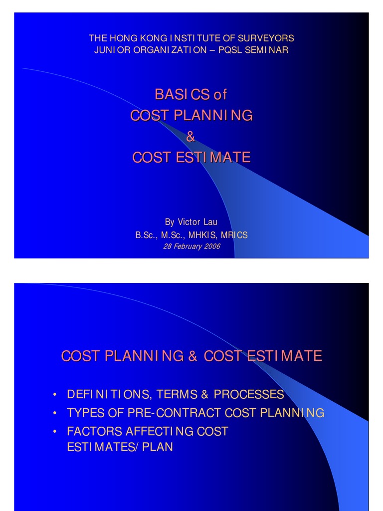 Basic Cost Planning & Cost Estimate | PDF | Building | Engineering