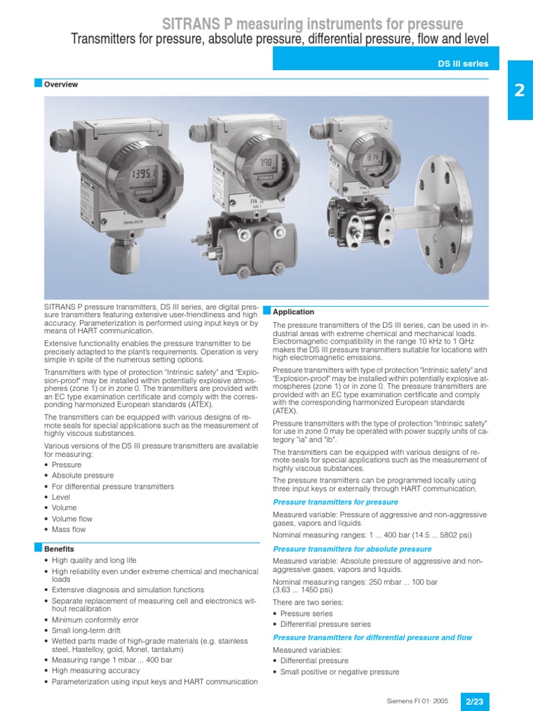 PT Siemens | PDF | Pressure Measurement | Pressure