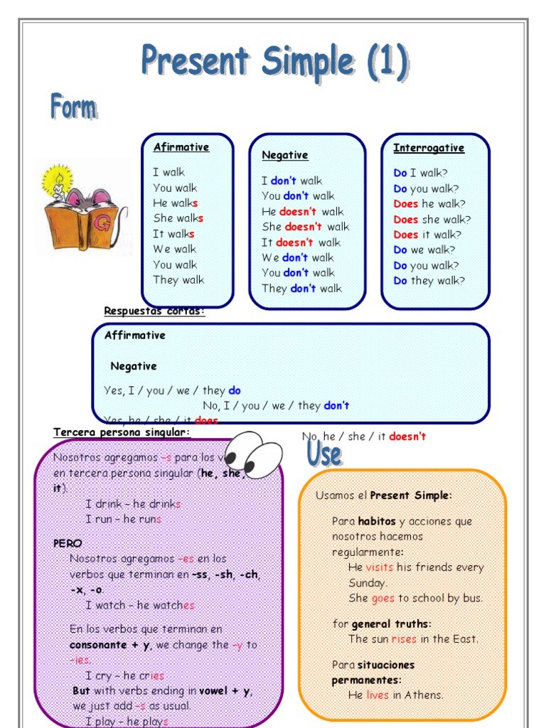 Present Simple Verbs Spanish | PDF | Style (Fiction) | Language Mechanics
