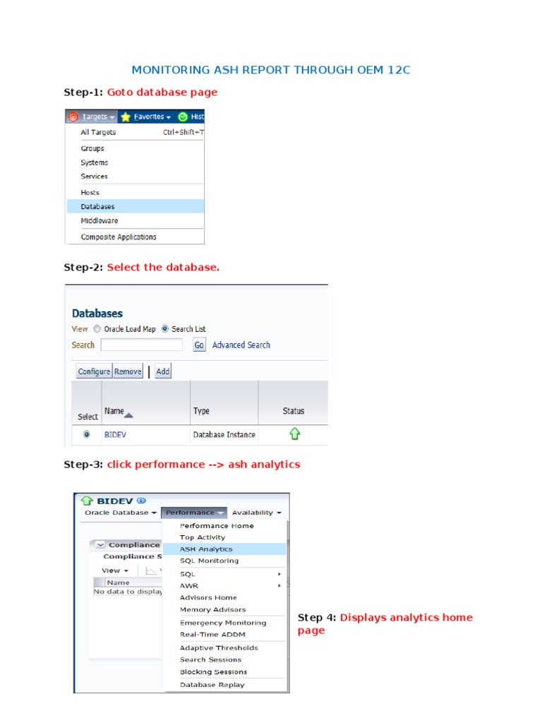 Monitoring ASH Report Through OEM 12c | PDF | Databases | Application ...
