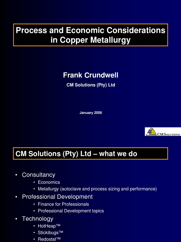 Process and Economic Considerations in Copper Metallurgy | PDF ...