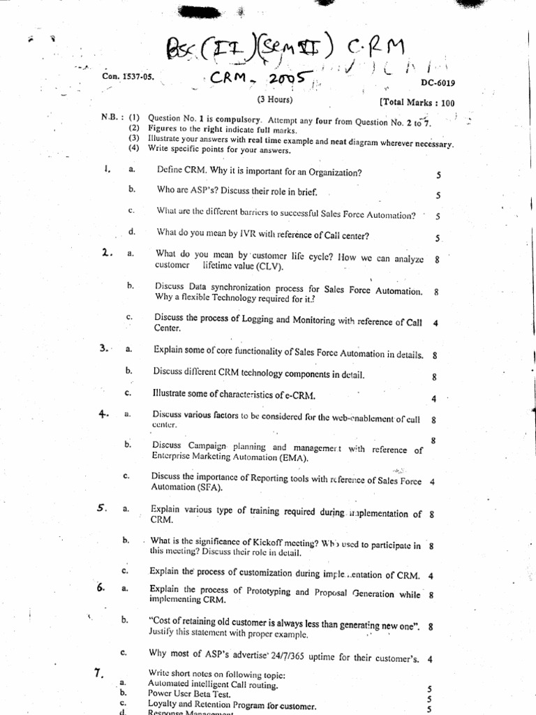 TY BSC IT Mumbai University Question Paper Sem 6 C# | PDF | Business