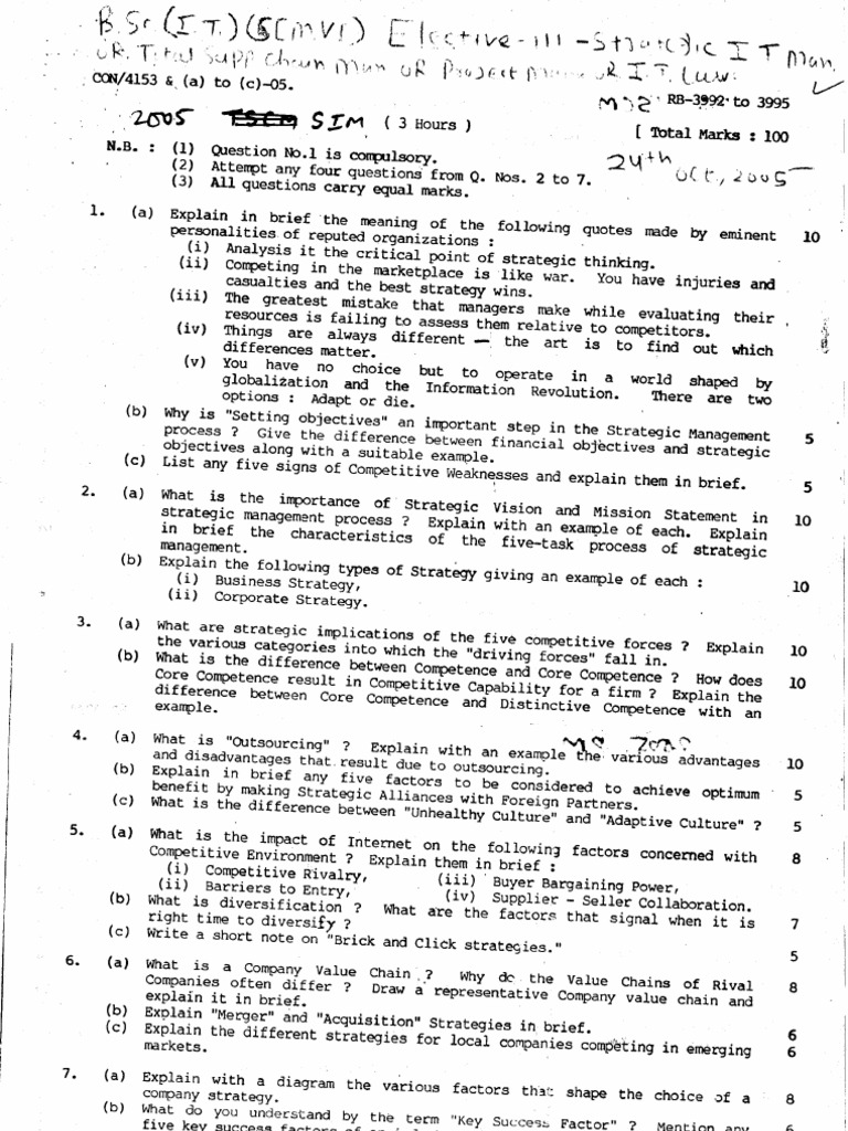 TY BSC IT Mumbai University Question Paper Sem 6 PM | PDF