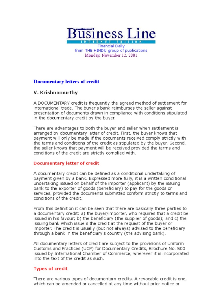 Meaning of Without Recourse To The Opener | PDF | Letter Of Credit ...