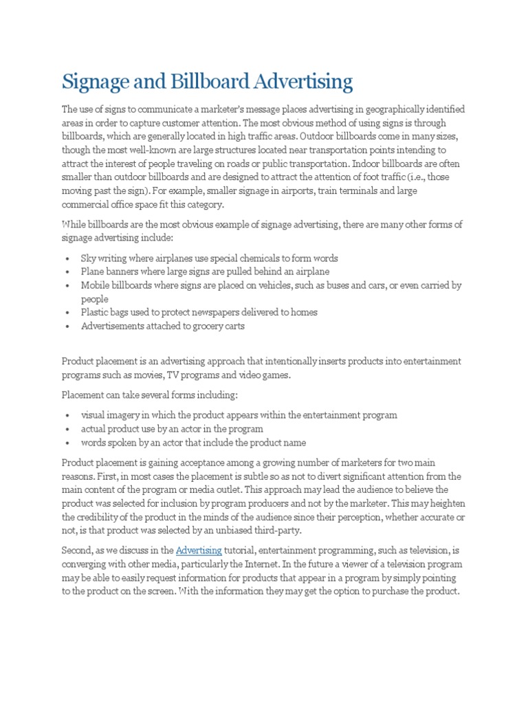 Advertising Strategies Overview | PDF | Billboard | Advertising