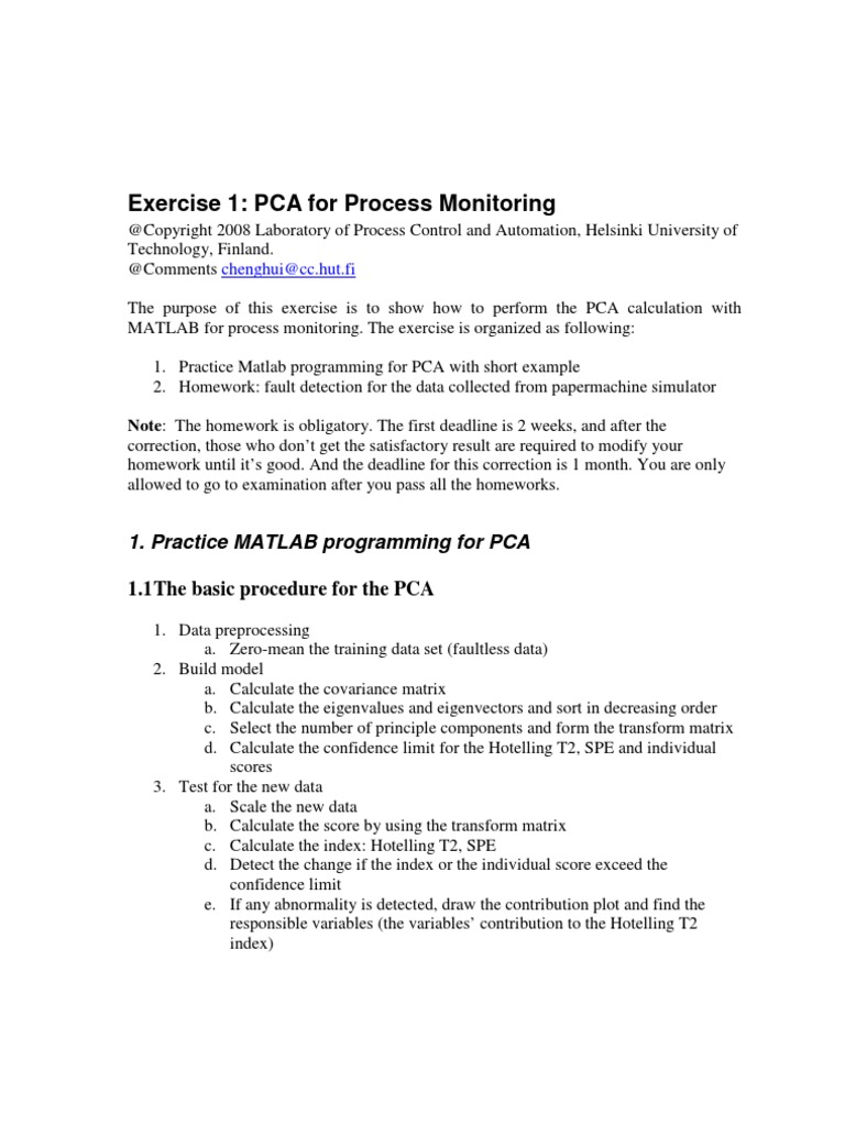 Exercise 1 Instruction Pca | Principal Component Analysis | Eigenvalues ...