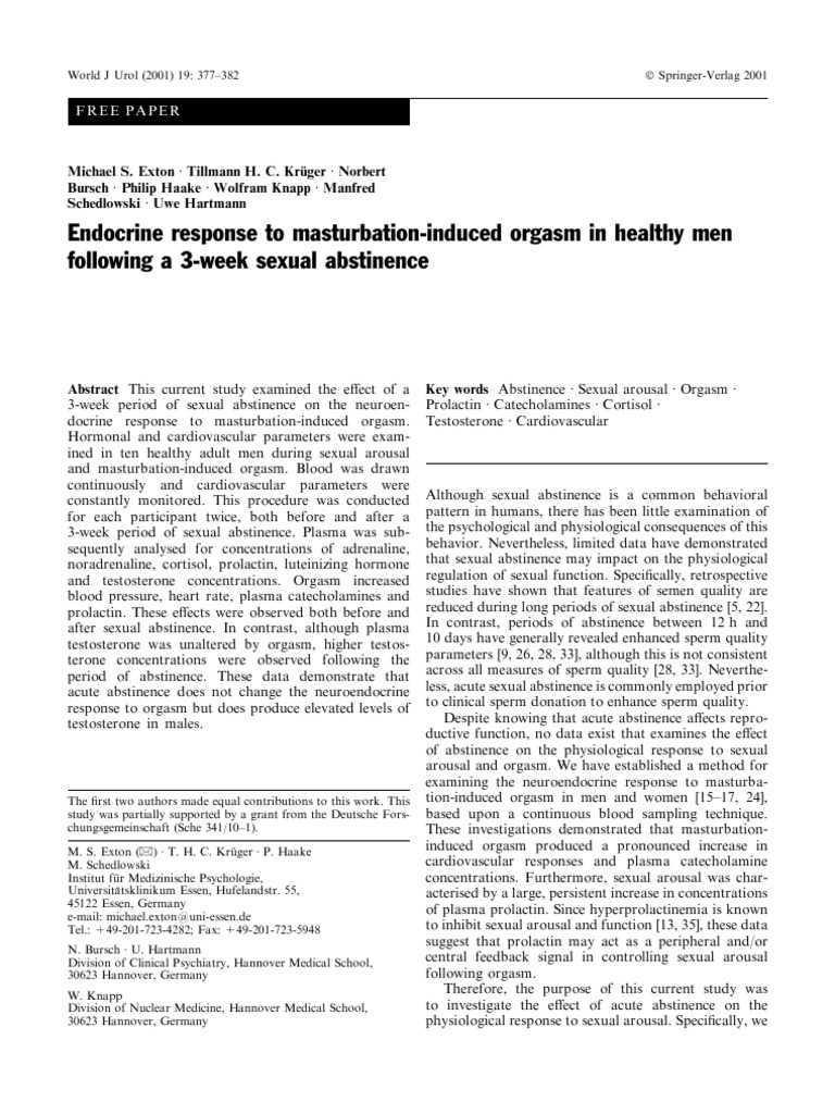 Endocrine Response To Masturbation-Induced Orgasm in Healthy Men ...