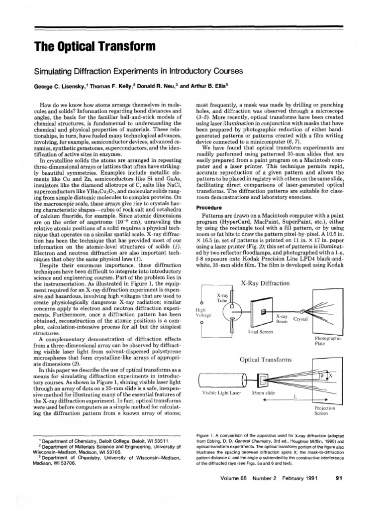 The Optical Transform | PDF | Diffraction | Crystal Structure