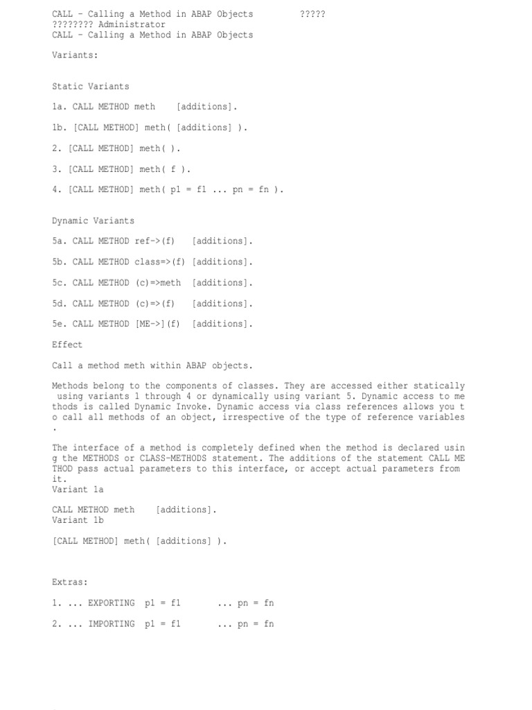 Oo Abap Declarations | PDF | Method (Computer Programming) | Class (Computer Programming)