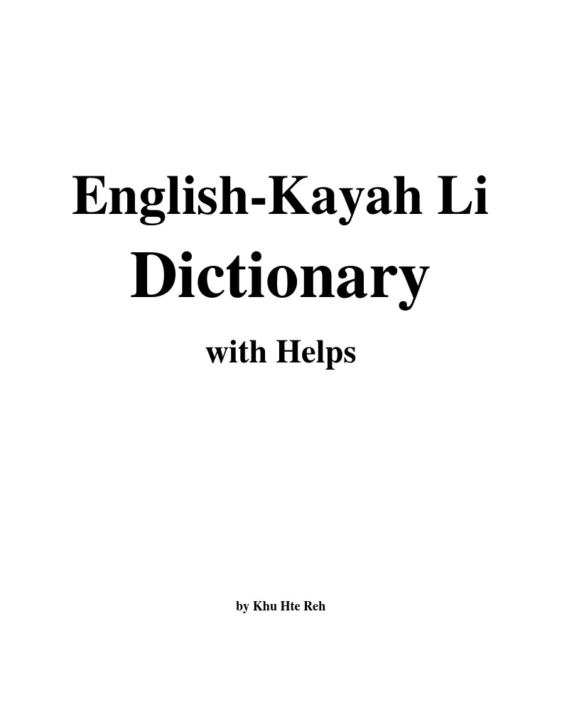 English-Kayah Dictionary | PDF | Tone (Linguistics) | Linguistics