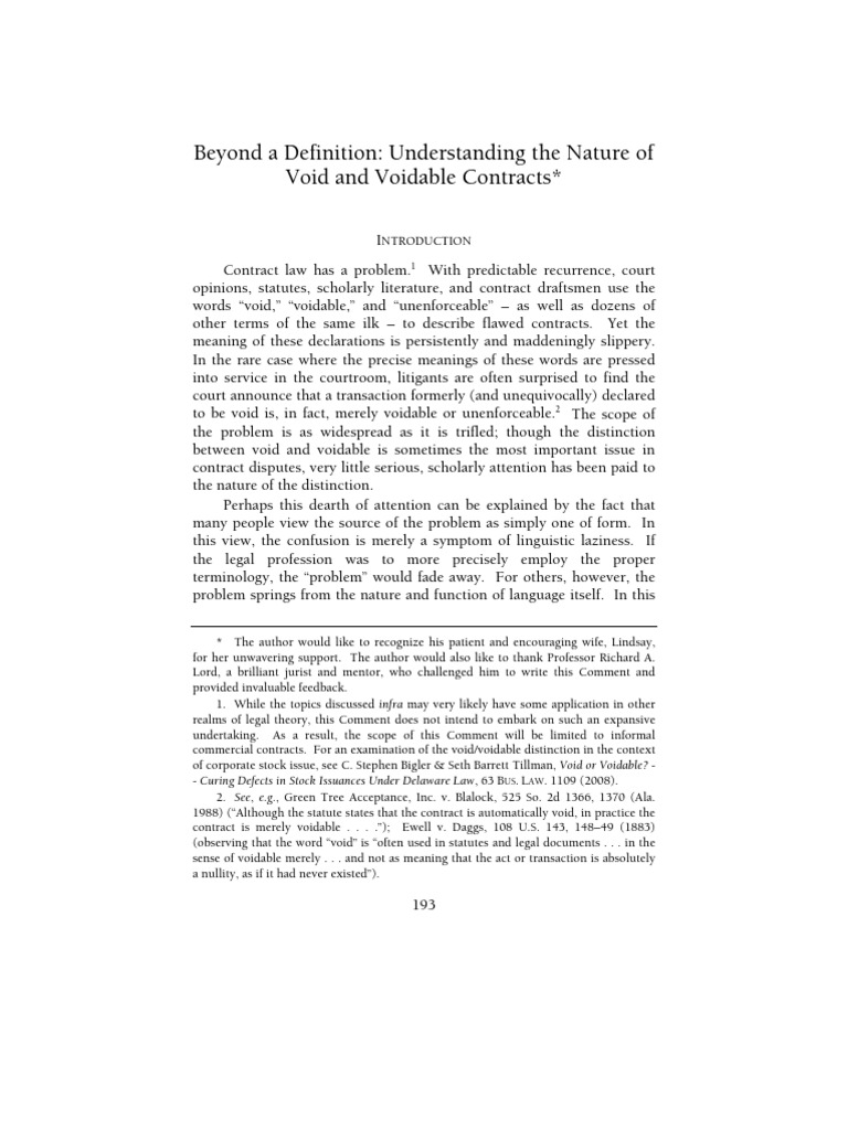 Void v Voidable Contracts | Void (Law) | Restitution | Free 30-day ...