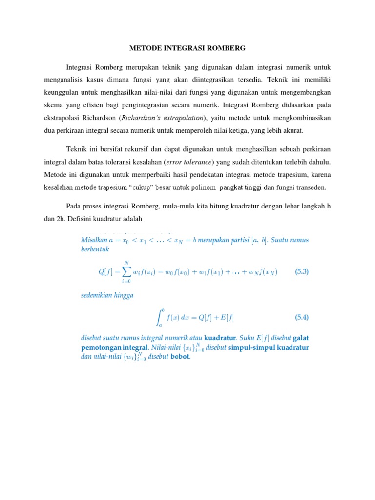 Metode Integrasi ROMBERG | PDF