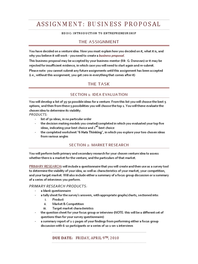 Business Proposal Assignment | PDF