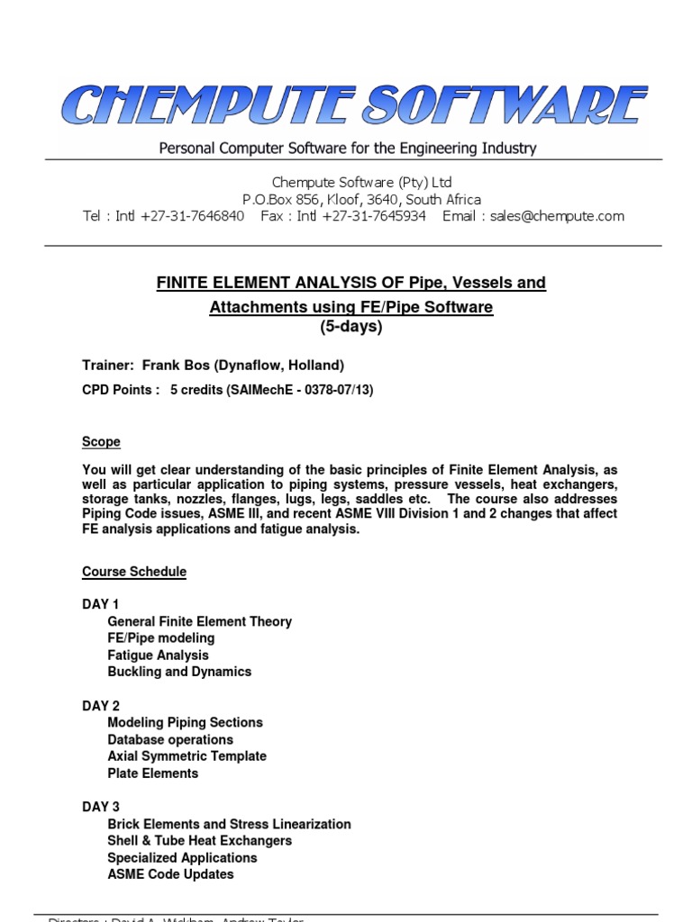 FE Analysis Pipe Vessels Attachments using FE/Pipe Software | PDF ...