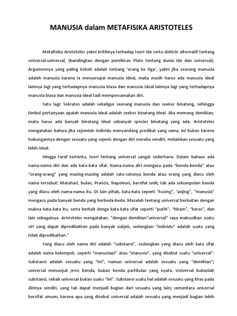Metafisika Aristoteles | PDF | Ilmu Sosial
