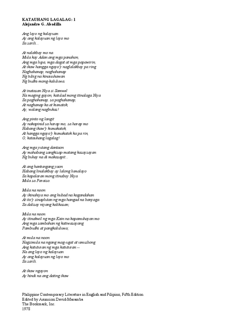 (Poetry) Alejandro Abadilla - Katauhang Lagalag | PDF
