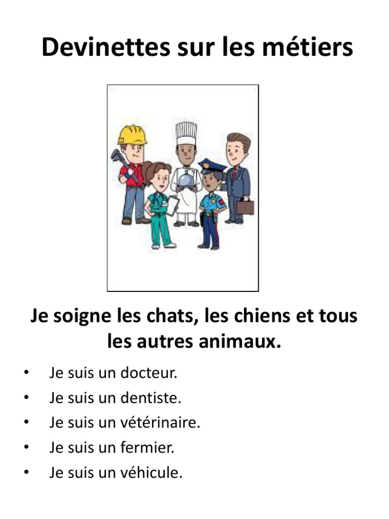 Devinettes sur les métiers