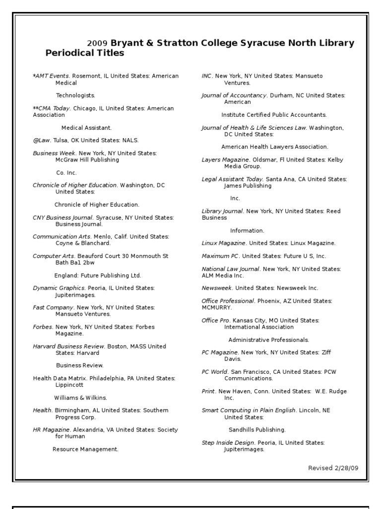 2009 Library Periodical Titles | PDF | Publications | Mass Media