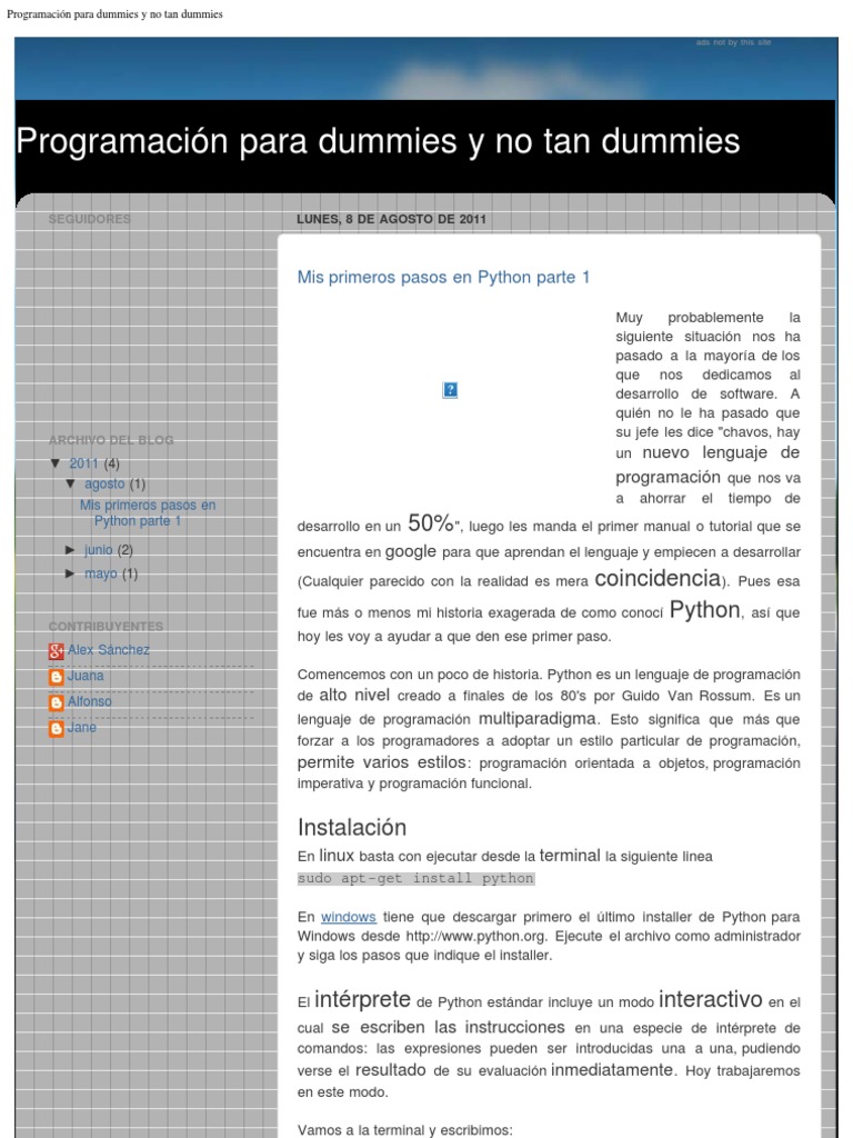 Programación para dummies y no tan dummies | PDF | Python (lenguaje de programación ...