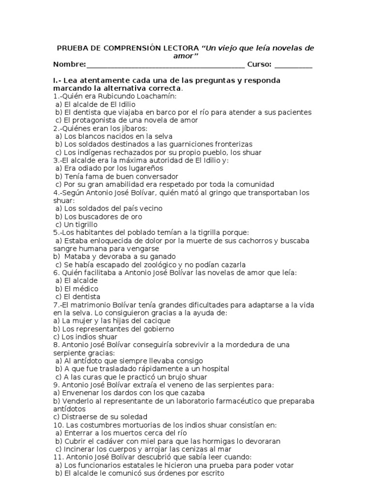 Prueba de Comprension Lectora | PDF