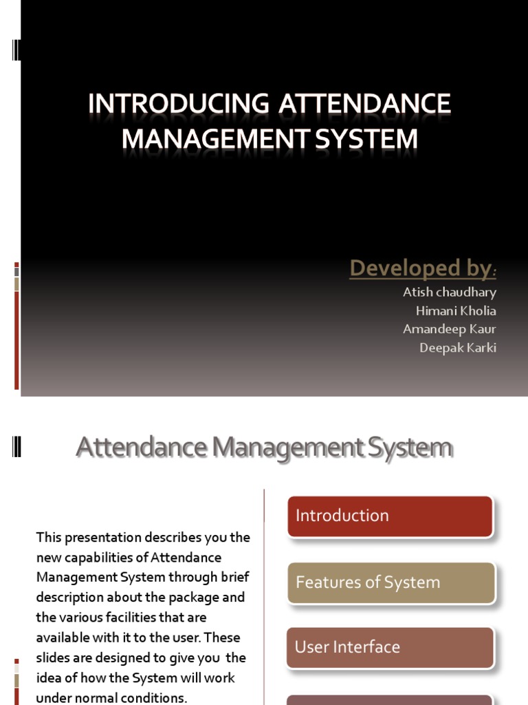 Introducing Attendance Management System | PDF | Career & Growth | Business