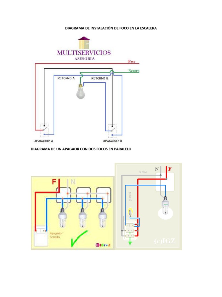 Diagrama de Instalación de Foco en La Escalera | Descargar gratis PDF ...