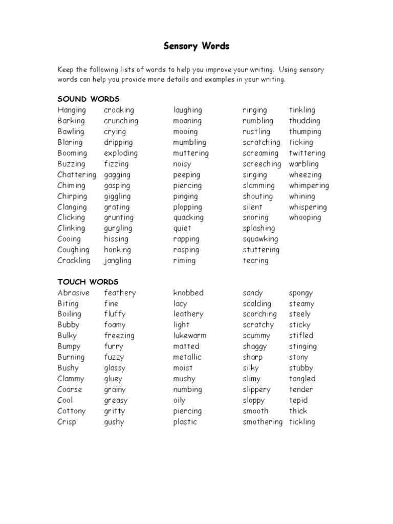 5 Senses Adjectives | PDF | Nature